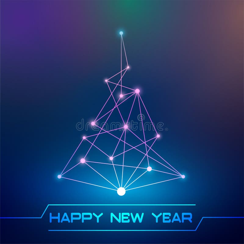 Christmas Background with Hi-tech Decoration Tree Stock Illustration ...