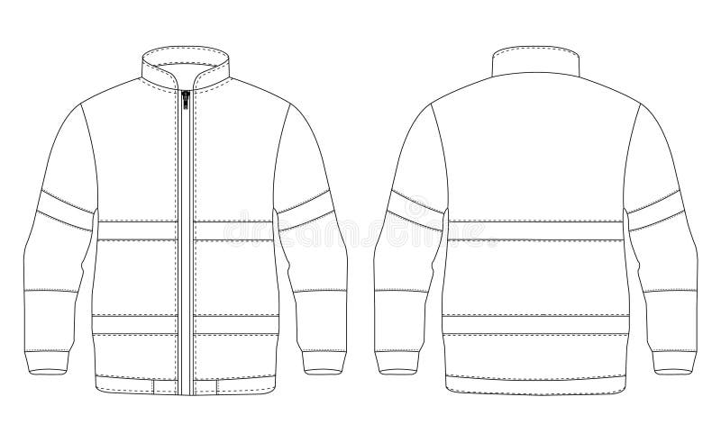 Hi Vis Jacket Template Front and Back View. Worker Uniform Mockup Stock ...