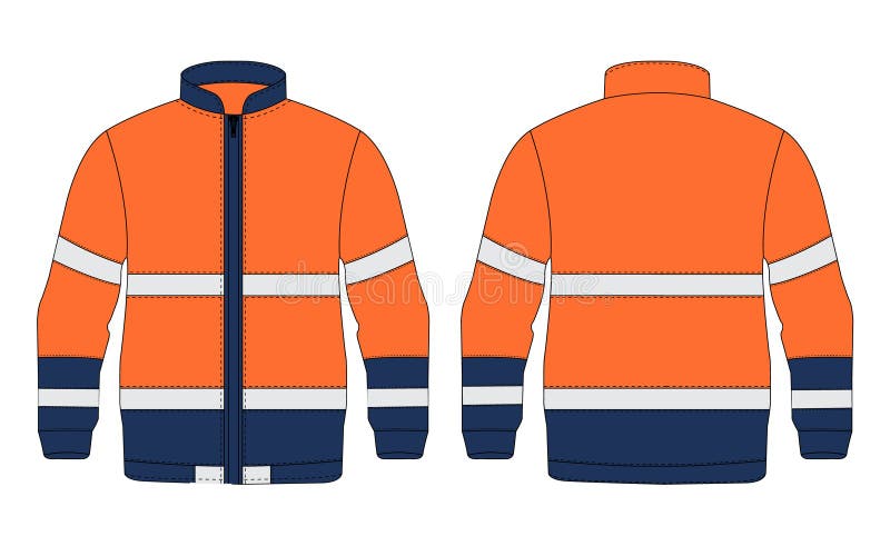 Hi Vis Jacket Template Front and Back View. Worker Uniform Mockup Stock ...