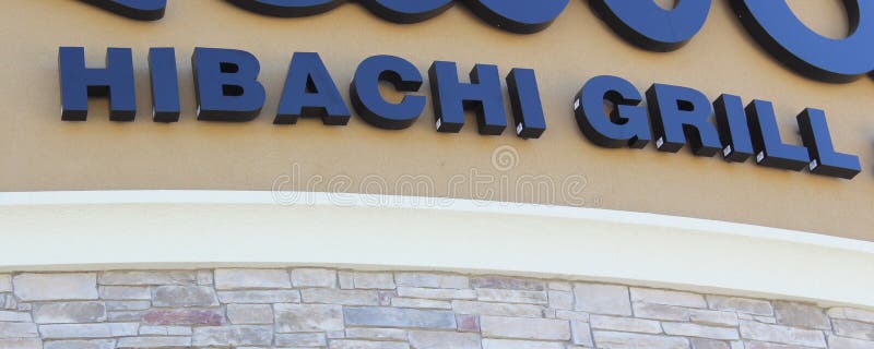 Hibachi Grill Sign on Restaurant Building Front Stock Photo - Image of ...