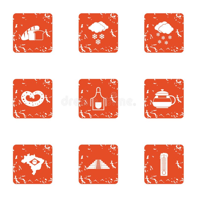 Hibernate Icons Set, Grunge Style Stock Vector - Illustration of ...