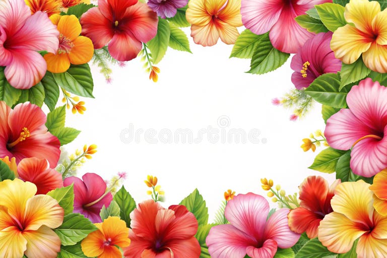 Hibiscus Border Design Hibiscus Flower Border Design Over White Stock ...
