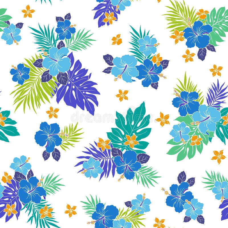 Hibiscus flower pattern stock illustration. Illustration of leaf - 61290262