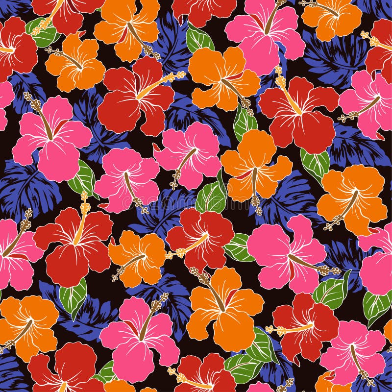 Hibiscus flower pattern stock illustration. Illustration of florid ...