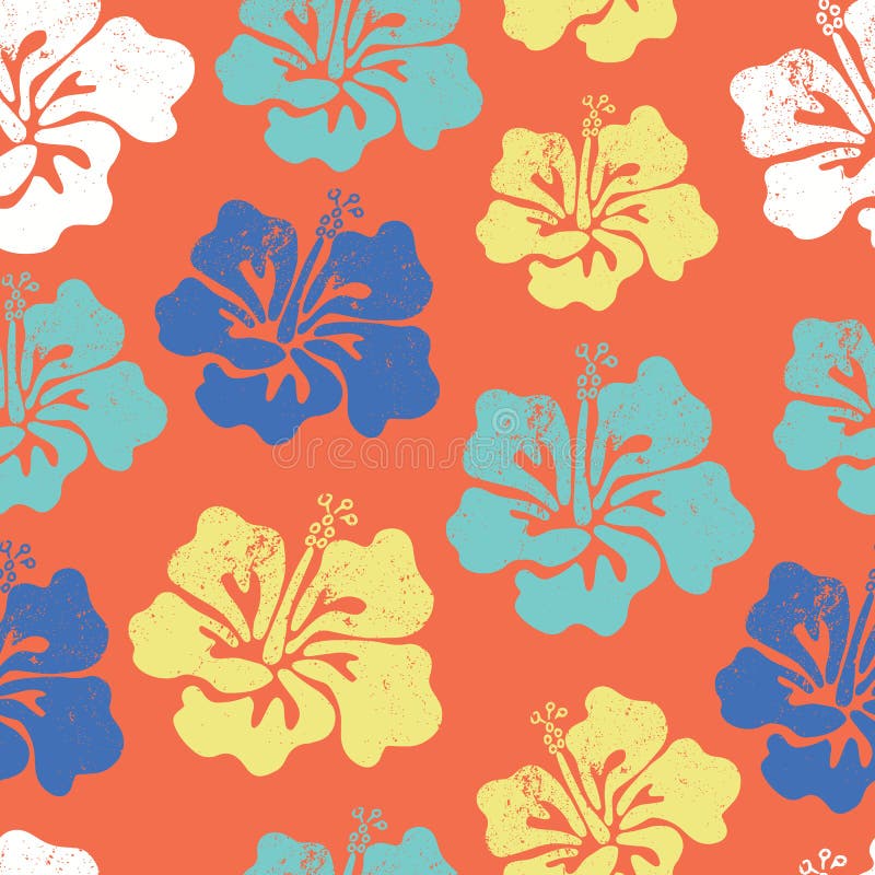 Hibiscus Flower Seamless Vector Pattern Aloha Hawaiian Shirt Seamless