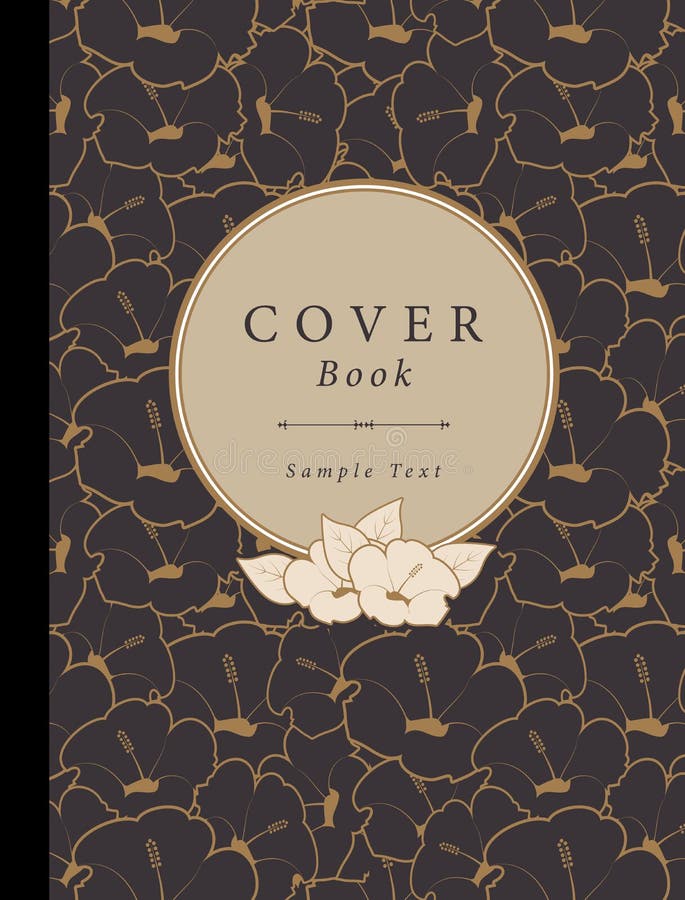 Hibiscus Flower Texture Book Cover and Circular Frame with Sample Text ...