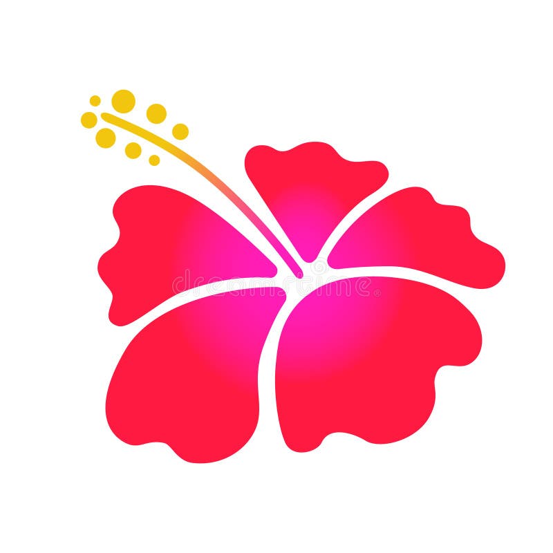 Hibiscus Flower with Leaves on a Stem. Vector Illustration Isolated on ...