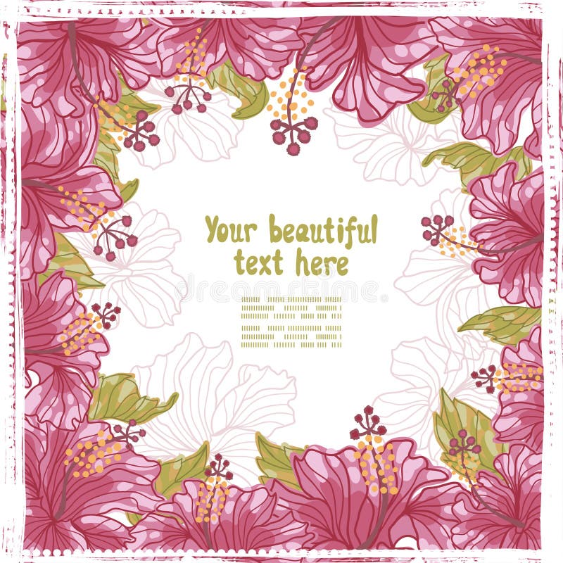 Hibiscus Flowers Elegance Frame Stock Vector - Illustration of aloha ...