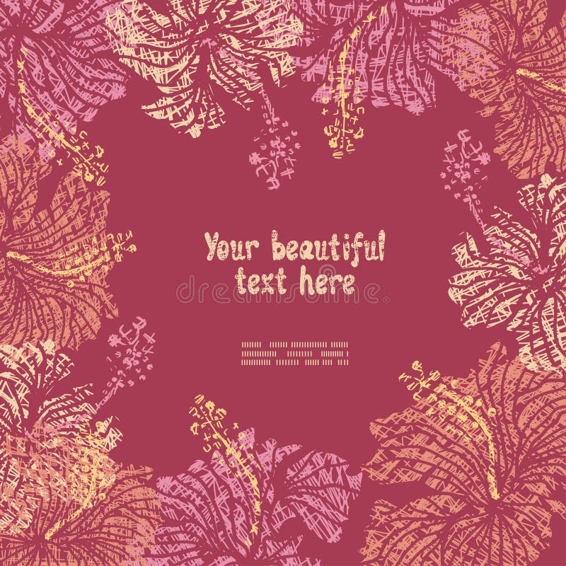 Hibiscus Flowers Lace Frame Stock Vector - Illustration of karkade ...