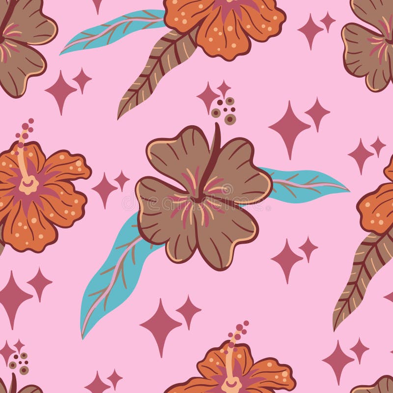 Hibiscus Flowers Mocha Mousse Seamless Pattern Stock Vector ...