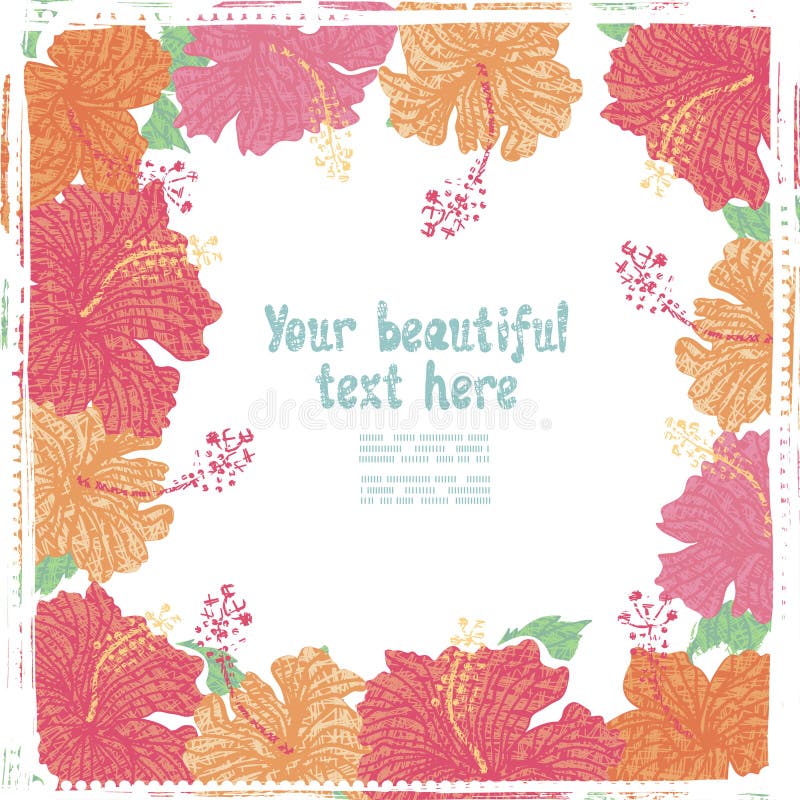 Retro Hawaiian Hibiscus Frame Stock Vector - Illustration of blue ...