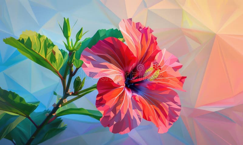Hibiscus in Low Poly, Geometric Shapes Stock Photo - Image of flower ...