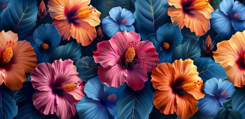 Hibiscus Print Design, Created with Care, a Pattern of Hand-drawn ...