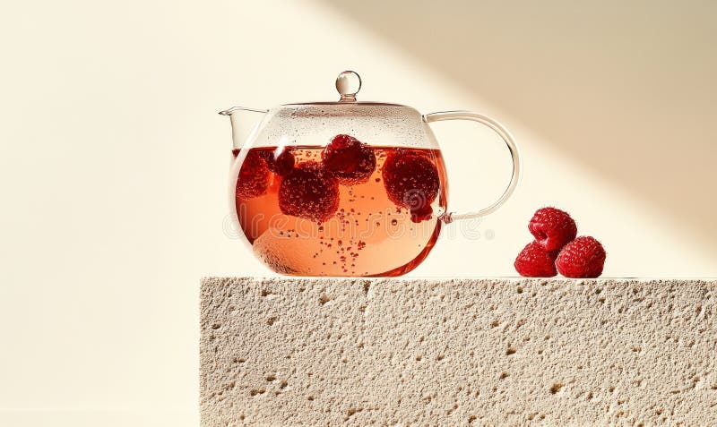 Hibiscus and Raspberry Herbal Tea, Hot Vitamin Beverage, Minimalistic ...