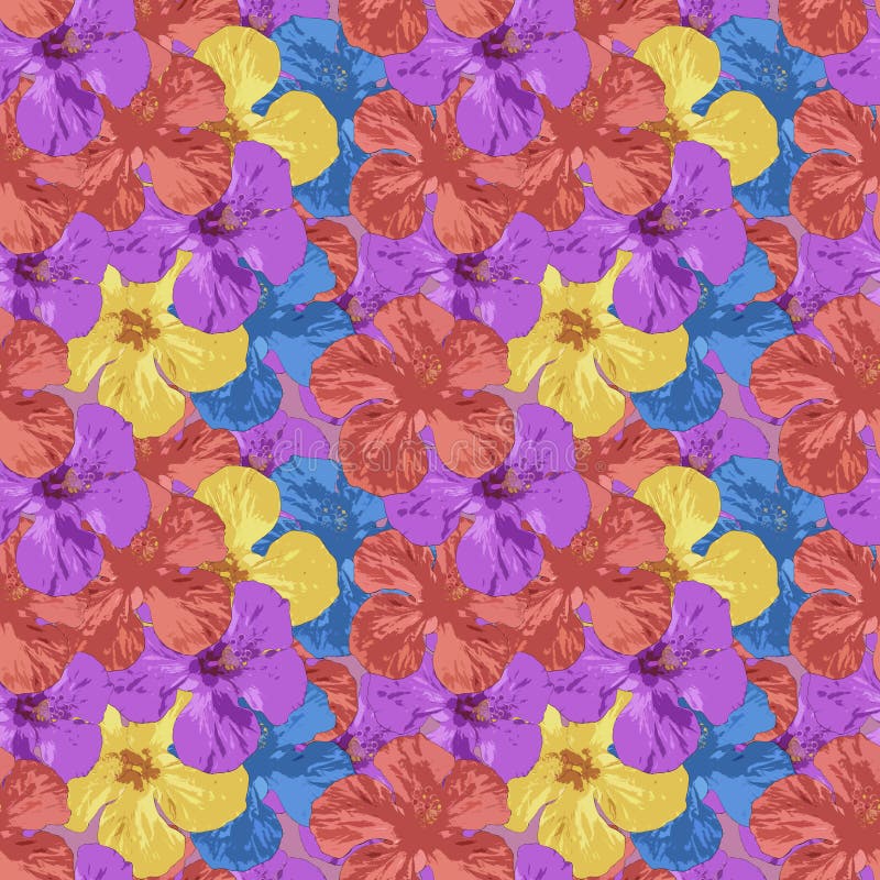 Hibiscus. Seamless Pattern Texture of Flowers. Floral Background Stock ...