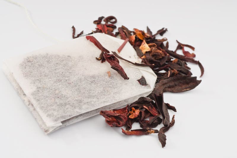 Hibiscus- tea bags stock image. Image of healthy, white - 7492617