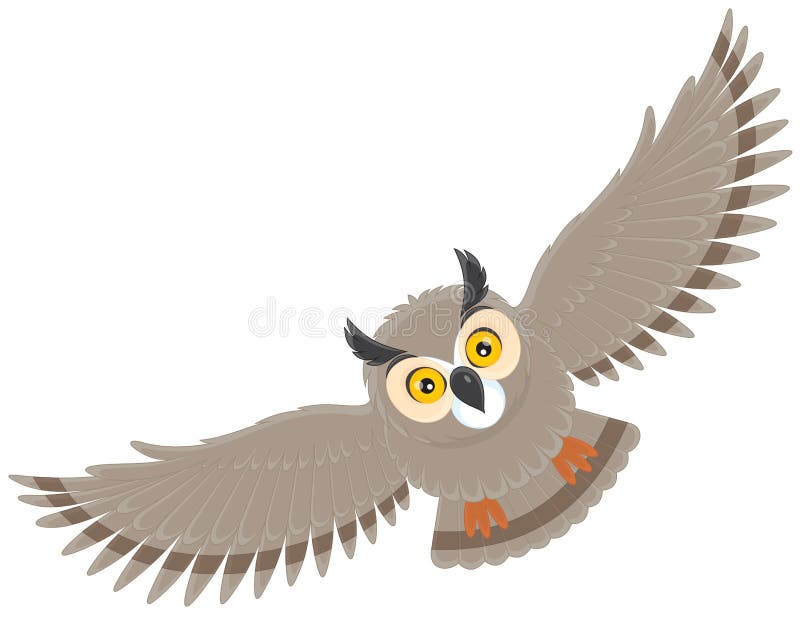 Oiseau de hibou de vol illustration de vecteur. Illustration du rapace ...