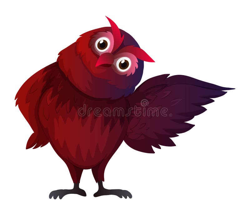 Hibou avec la plume rouge illustration de vecteur. Illustration du ...