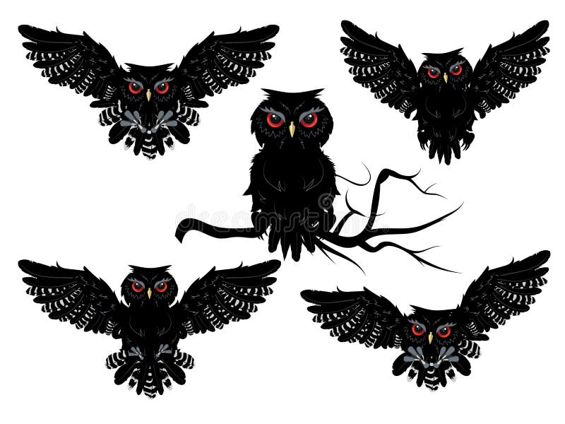 Hibou noir illustration de vecteur. Illustration du mignon - 60106620