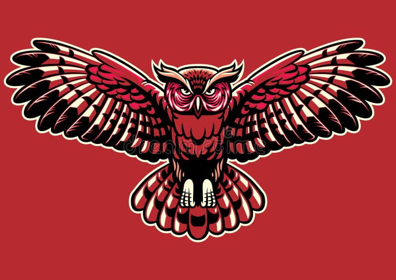 Hibou Avec Les Ailes Ouvertes Attaquant Le Serpent Illustration de ...