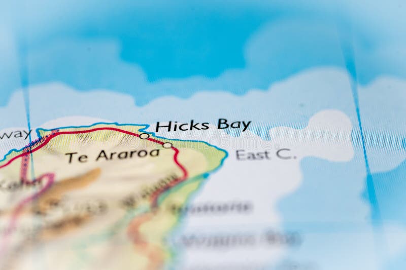 Hicks Bay, New Zealand Highlighted on a World Map Stock Photo - Image ...