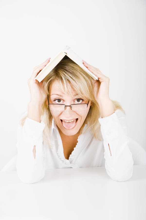 She hid under a book stock image. Image of eyes, girl - 16216181