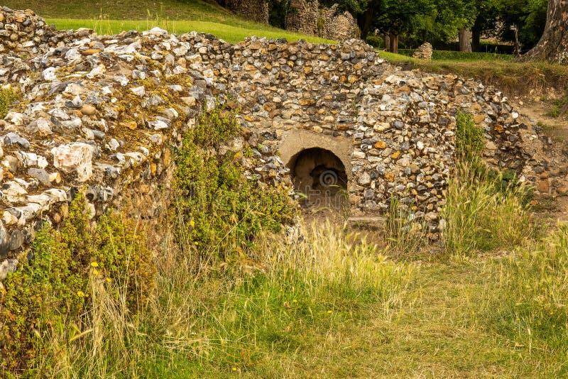 Hidden Alcove Under Garden Flint Stone Wall Stock Image - Image of ...