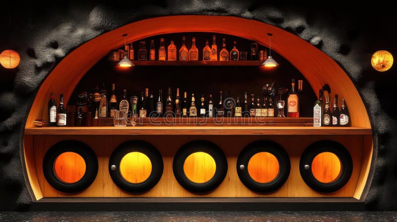 Hidden Bar, Alcove Design with Tire Decor Stock Illustration ...