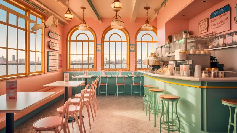 A Hidden Cafe Nestled within a Vibrant Cityscape Stock Illustration ...