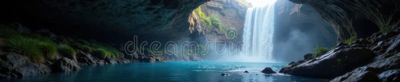 Hidden Cave Waterfall, Cascading Water, Ethereal Light, Tranquil, Power ...