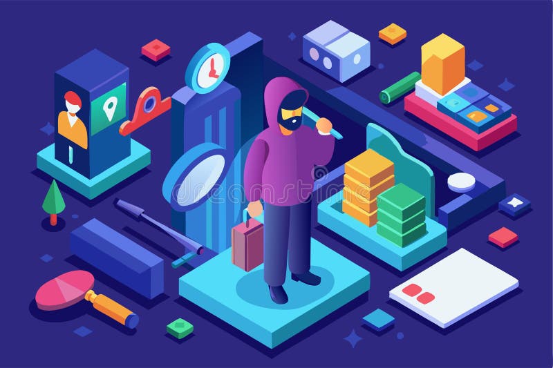 A Hidden Character Stands Confidently Amidst Various Isometric Urban ...