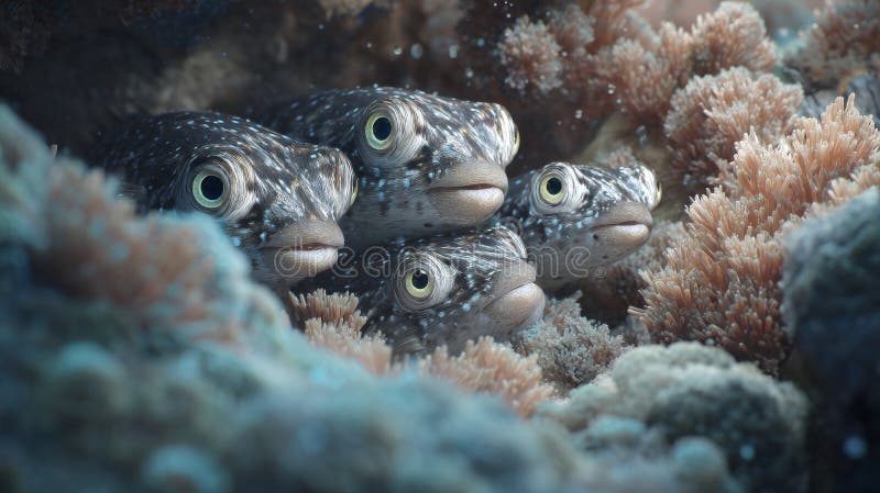 Hidden Fish in Coral Reef stock illustration. Illustration of ...