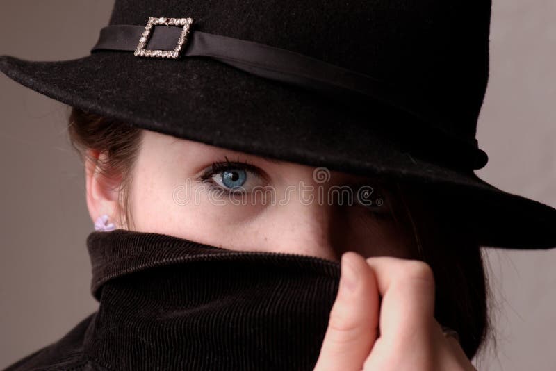 Hidden Identity stock photo. Image of blue, girl, fashion - 89732