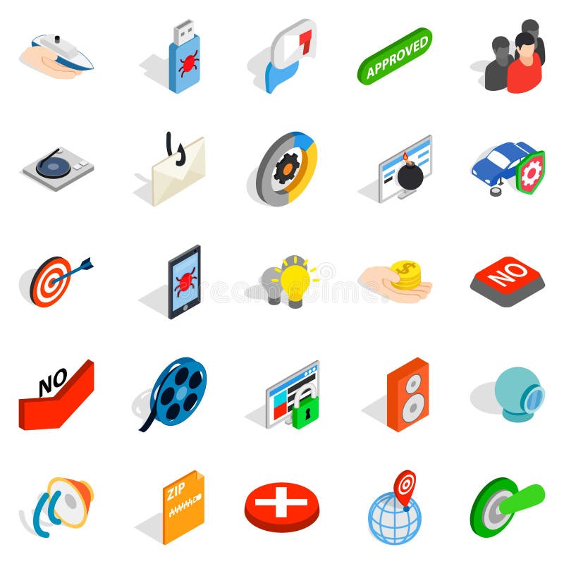 Hidden Information Icons Set, Isometric Style Stock Vector ...
