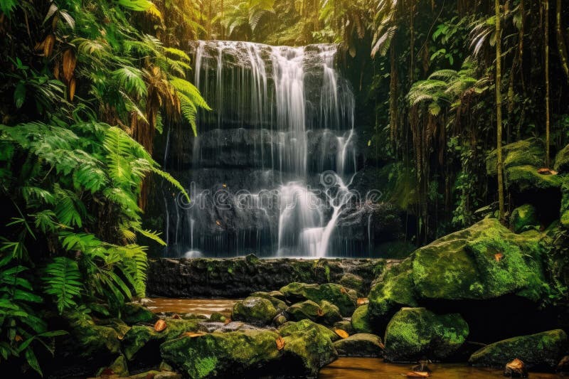 Hidden Jungle Waterfall Concealed Cascading Stream Stock Illustration ... Hidden Jungle Waterfall Concealed Cascading Stream Stock Illustration ...