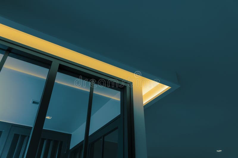Hidden LED Lighting Inside Room Ceiling. Stock Image - Image of ...