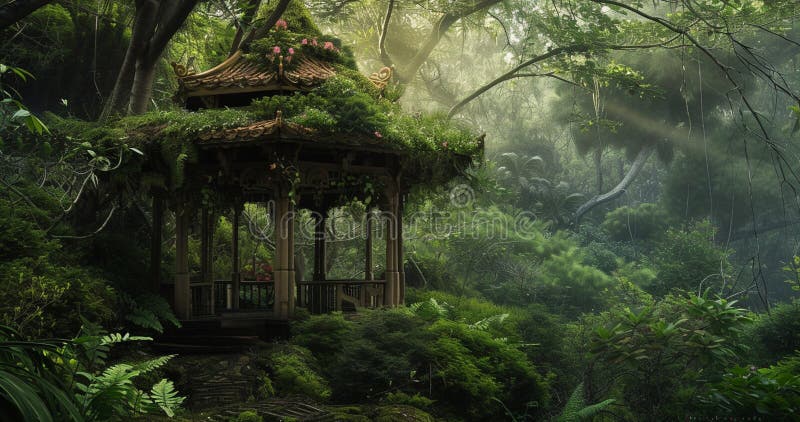 A Hidden Pavilion Surrounded by Lush Greenery, Providing a Serene ...