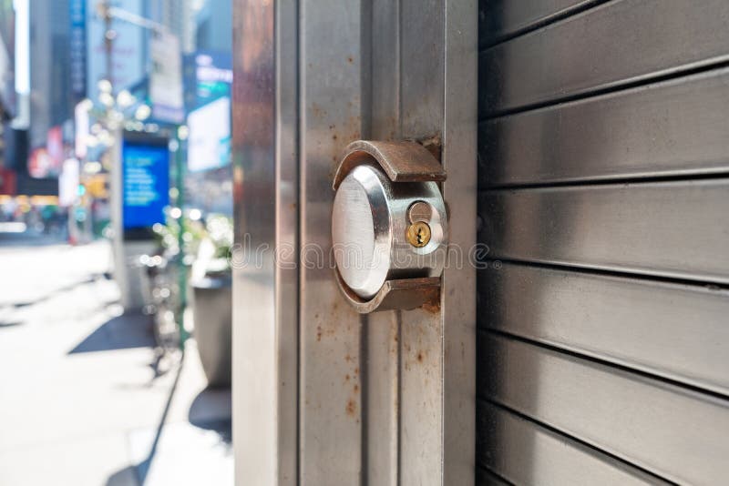 Hidden Shackle Lock on Rolling Security Shutter Door Stock Image ...