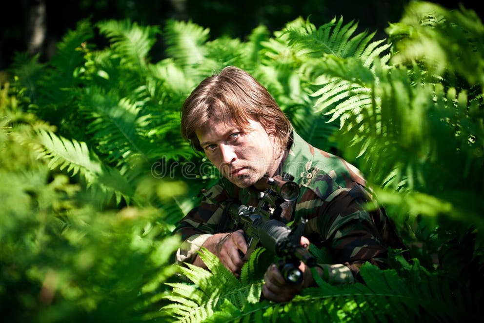 Hidden soldier stock image. Image of hidden, armor, hireling - 16595911