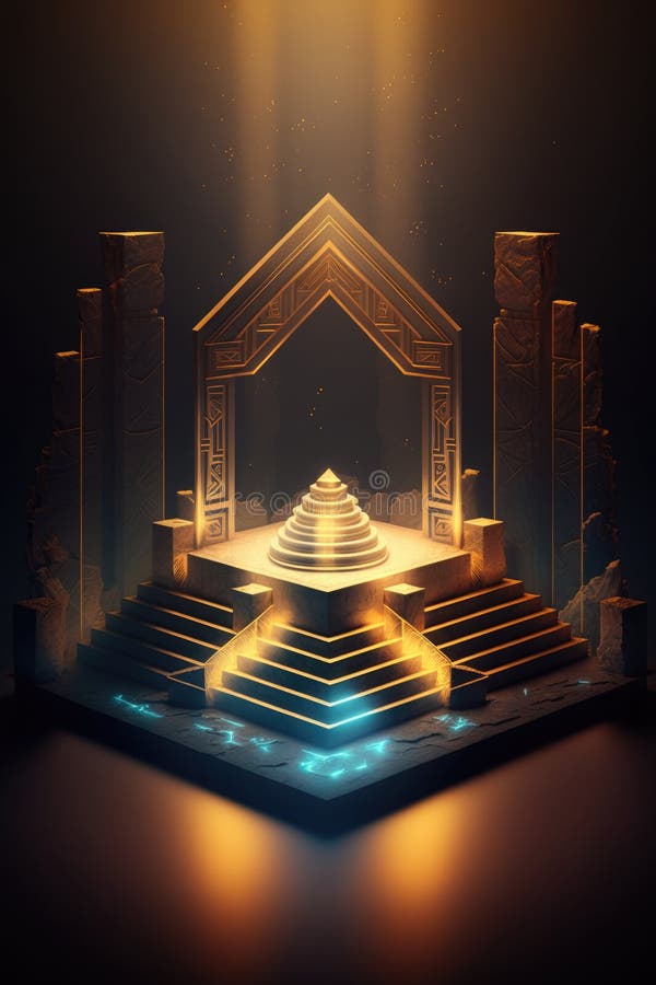 Hidden Temple and a River of Light, Isometric Low Poly View AI ...