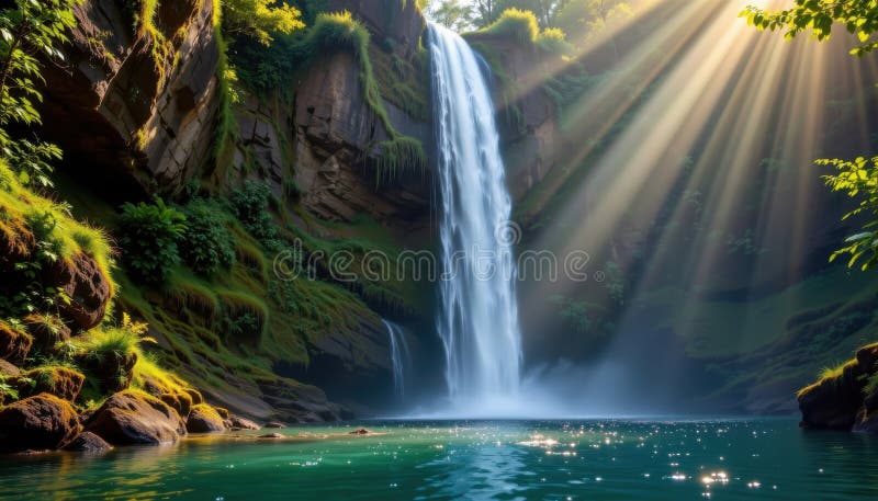 Hidden Tropical Waterfall in the Philippines Surrounded by Mossy Cliffs ...