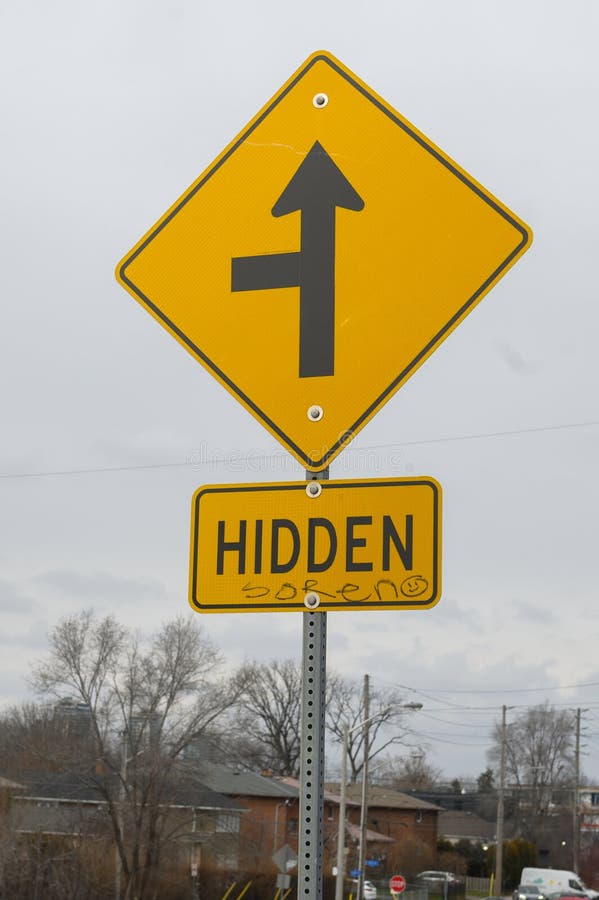 Hidden Turn Road Sign in Canada Editorial Photography - Image of symbol ...