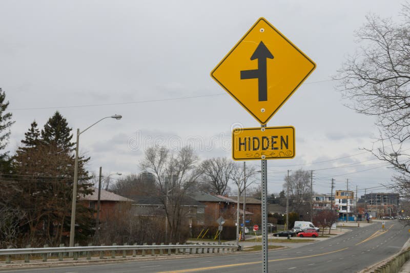 Hidden Turn Road Sign in Canada Editorial Image - Image of travel ...