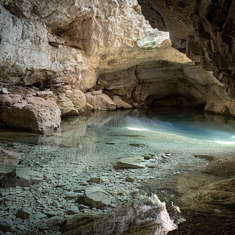 Hidden Underground Spring with Crystal Waters Stock Illustration ...