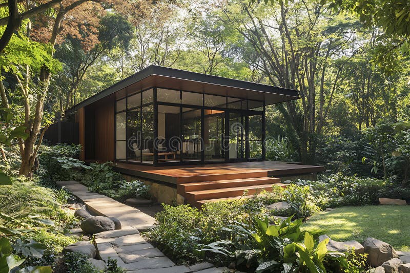 Hidden Utility Structure Nestled in Vibrant Green Forest Stock Photo ...