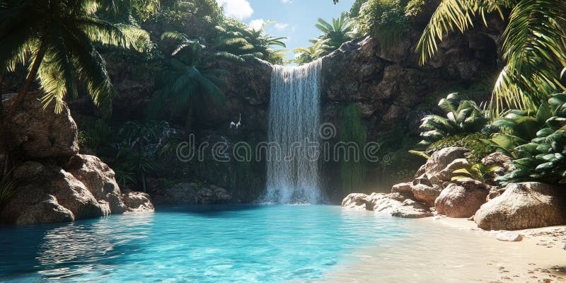 Hidden Waterfall Cascading into a Clear Pool for Nature Exploration and ...