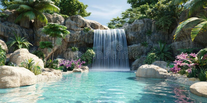 Hidden Waterfall Cascading into a Clear Pool for Nature Exploration and ...