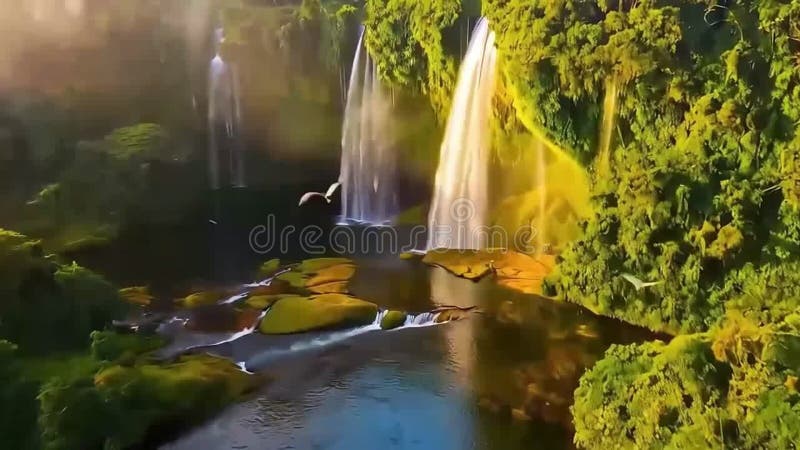A Hidden Waterfall Deep in the Jungle Stock Footage - Video of ...