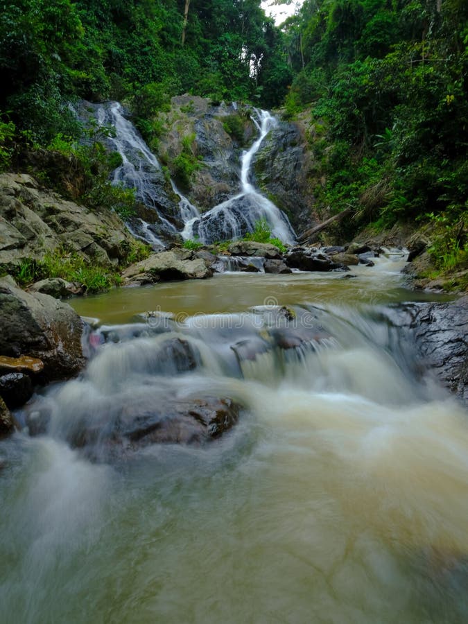 Hidden Waterfall at Lata Meraung, Jerantut, Pahang, Malaysia Stock ...