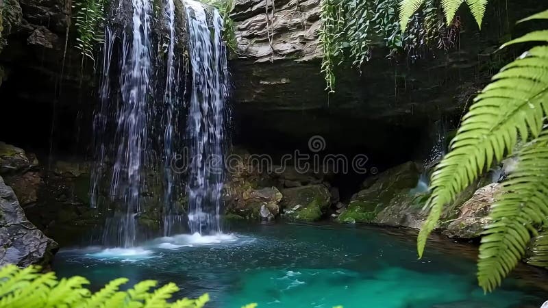 Hidden Waterfall in Lush Cave Stock Footage - Video of vibrant ...